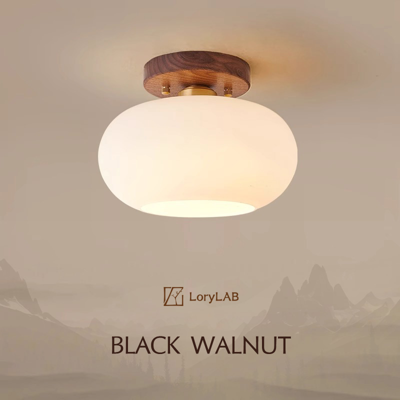 Walnut Wood ceiling light, Wabi-sabi Modern style, Aisle lighting for ...