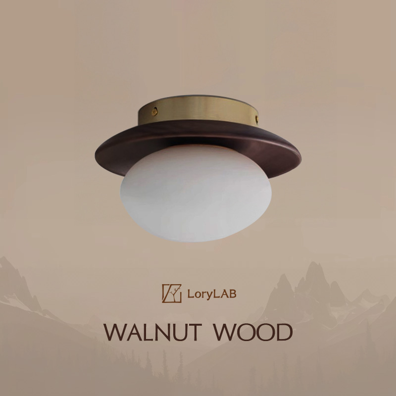 Walnut wood Brass Art Glass, Modern Simple Wabi-sabi Style, Ceiling ...